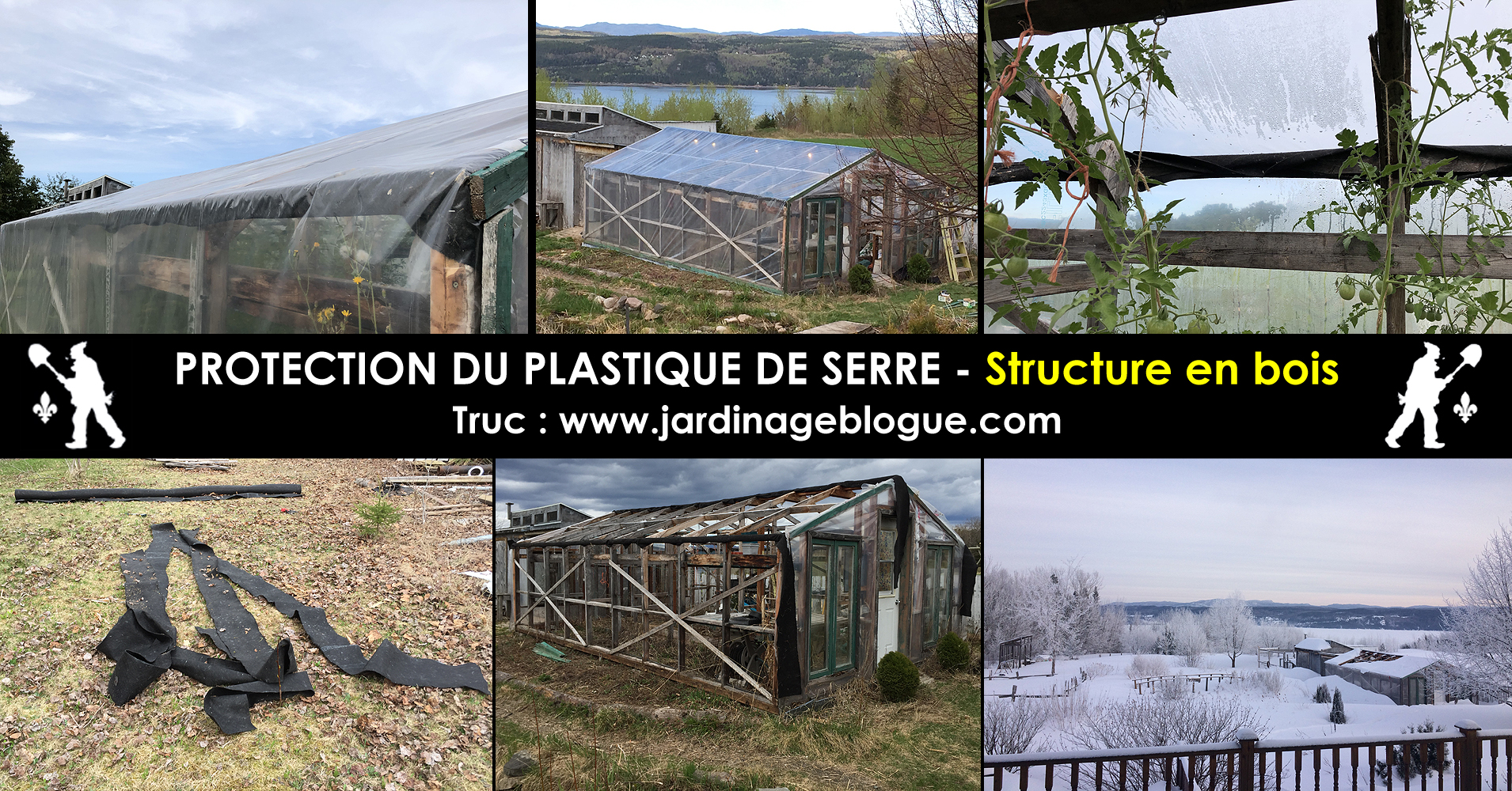 Protection du Plastique sur Structure de Serre en Bois